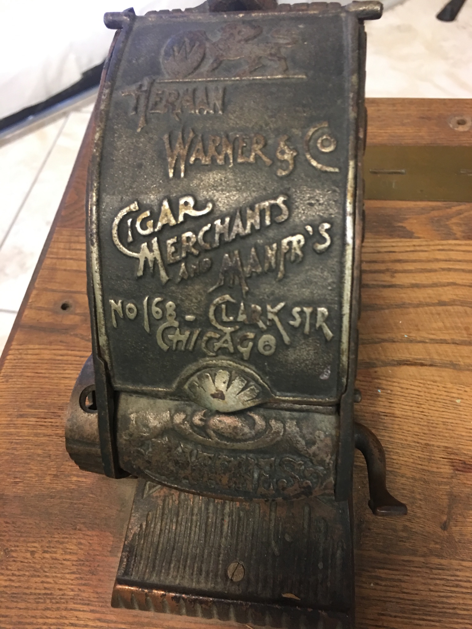 Antique Oak Case Wood Coin Cigar Vending EST. 1883 Trade Stimulator ...